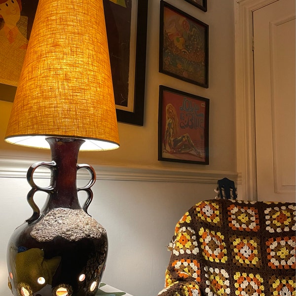 Mustard Extra Tall Cone Lampshade in Linen, Conical Fat Lamp Shade ...
