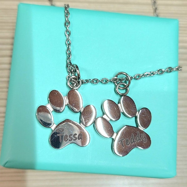 Dog Paw Necklace, Cat Paw Necklace,personalized Dog Name Necklace ...