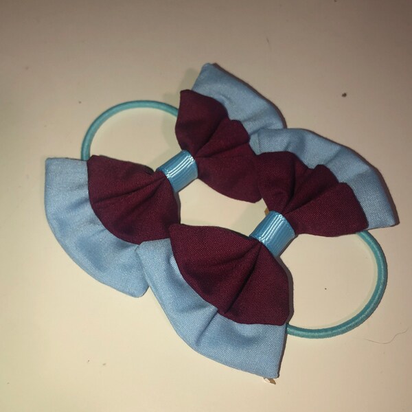Royal Blue and Golden Yellow Fabric School Bows on Thick Bobbles - Etsy