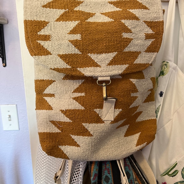 Light Brown & Cream Aztec Backpack | Aztec Inspired Backpack | Neutral ...