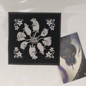 Rat King Silver Screen Print Fabric Patch 8x8cm Goth, Rat Lover Gift ...