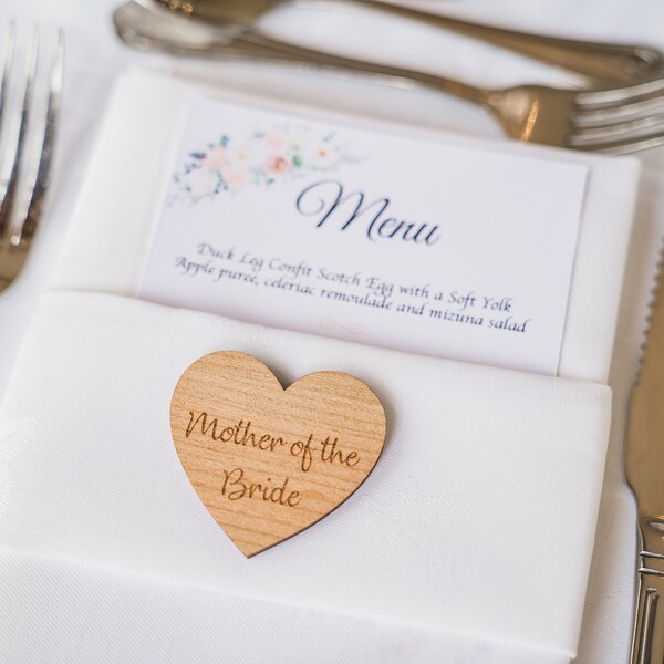 Personalised Wedding Place Names Wooden Heart Place Setting Wood Place ...