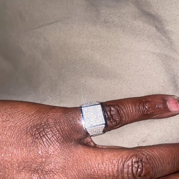 Moissanite Ring for Men Statement Band Pinky Ring Hip Hop Rapper Iced ...