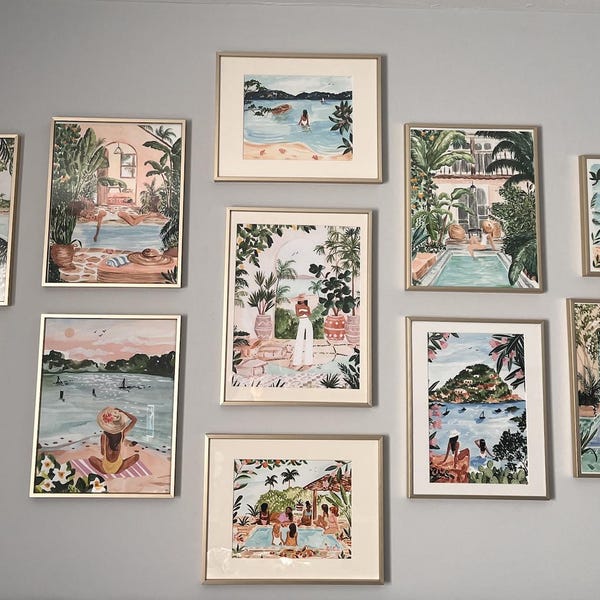 Vacation Mode II Art Print, Watercolour Resort Fashion Painting Palm ...