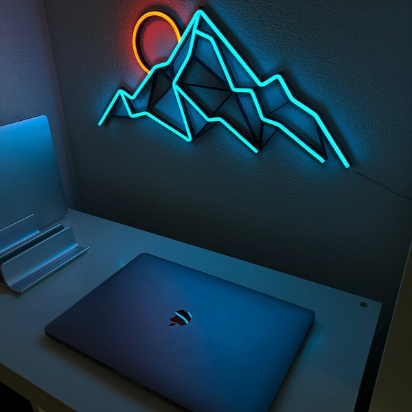Mountain Neon Wall Art Landscape Neon Sign Neon Art, Mountain Art Light ...