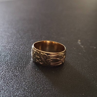 14k Gold Filled Wide Pattern Band Ring - Etsy