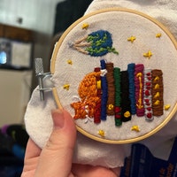 Boho Hand Embroidery Pattern Stack of Books Hoop Art Design Cat ...