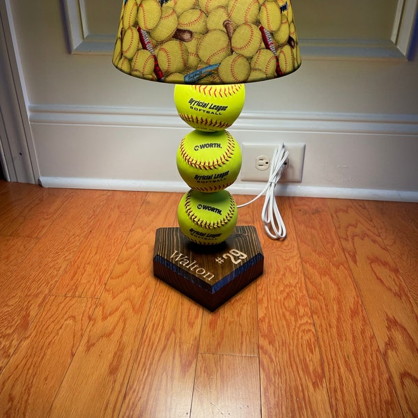 Softball Lamp. Made With Real Softballs. Yellow Balls. - Etsy