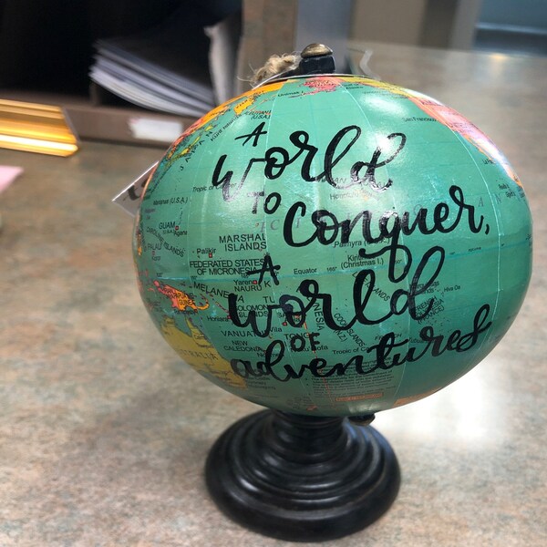 Personalized 4” Globe- Hand Lettered Globe- Mini Globe Centerpiece ...
