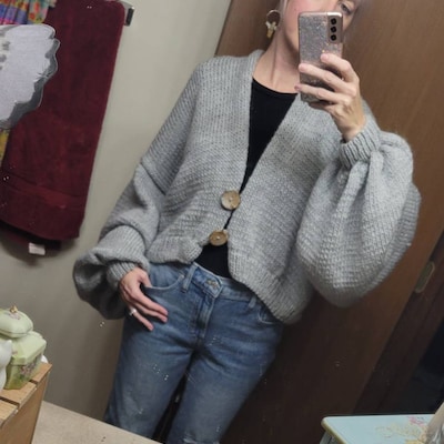 PATTERN Slouchy Cropped Cardigan Pattern Chunky Knit Cardigan Oversized ...