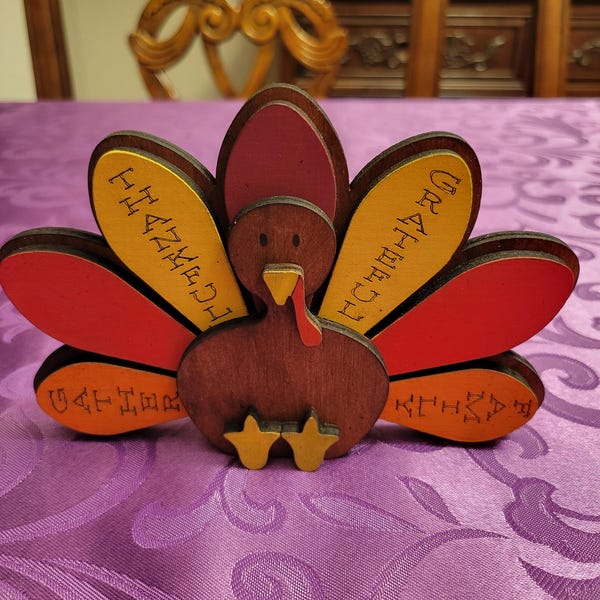 Thanksgiving Wood Decorations, Wooden Turkey Shelf Sitter, Thanksgiving ...