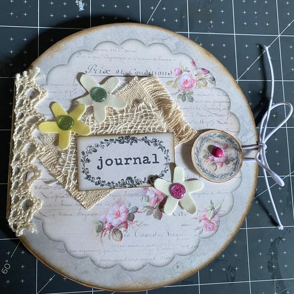 Shabby Circle Junk Journal Kit, Round Script No-sew Circular Handmade ...