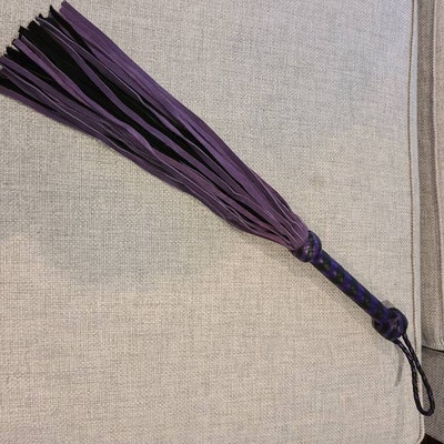 Real Genuine Cow Hide Suede Leather Flogger 50 Falls Purple & Black ...