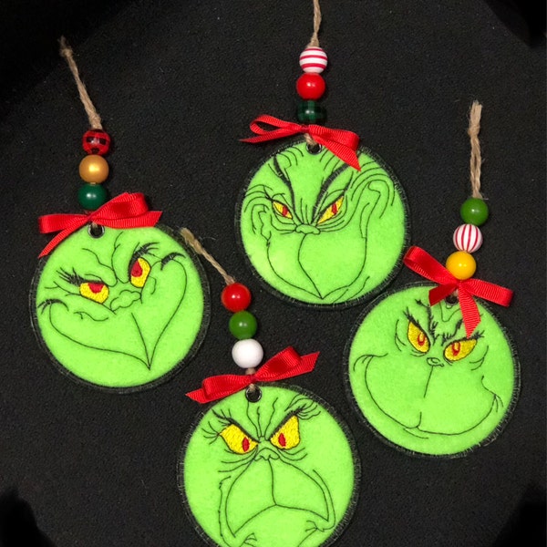 The Grinch Tree Ornaments ITH Machine Embroidery Design, Embroidery ...