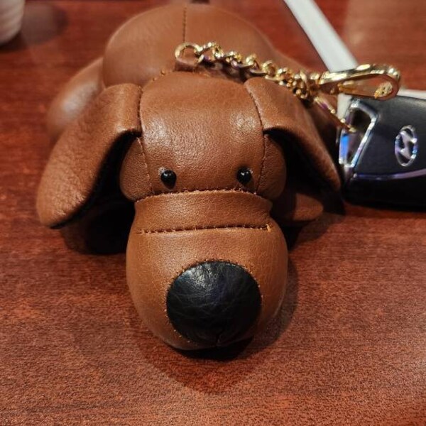 Handmadecute Puppy Dog Keychain Bag Charms Accessary Genuine Leather ...