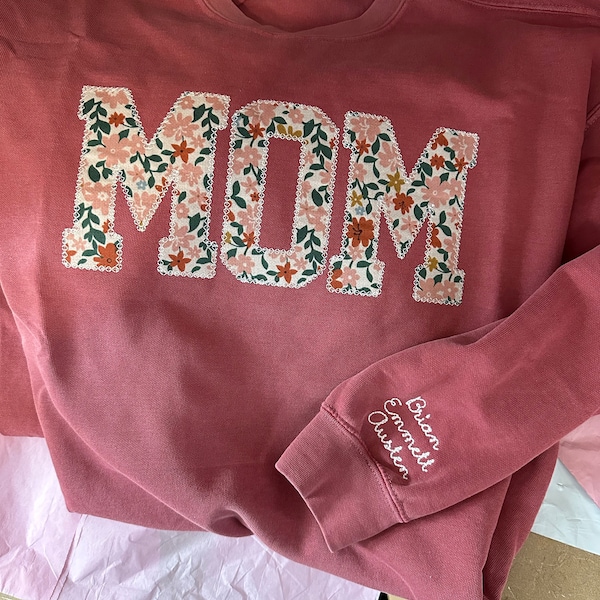 Comfort Colors Mama Embroidered Fall Floral Applique Sweatshirt ...