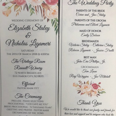 Tea Length Wedding Program Template Floral Ceremony Program - Etsy