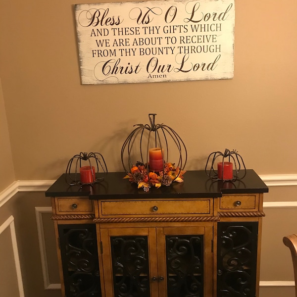 Kitchen Sign - Dining Room Sign - Bless Us O Lord - Catholic Prayer ...