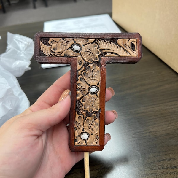 Tooled Leather Cake Topper - Etsy