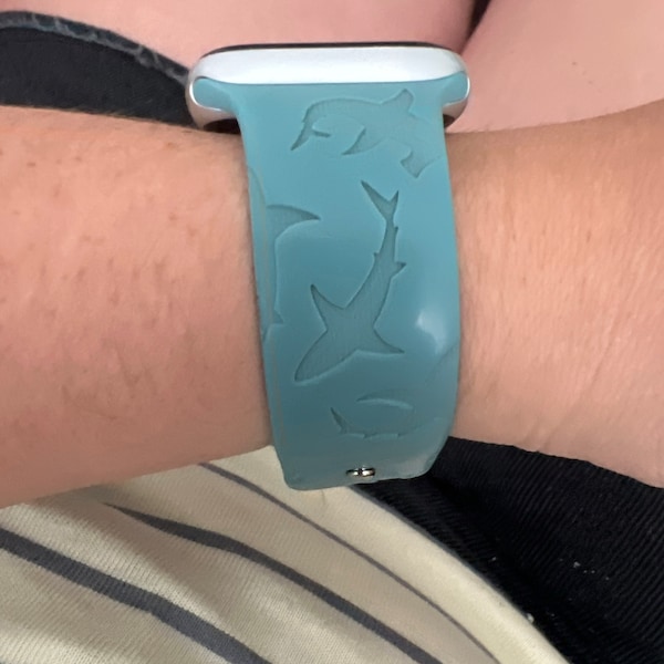 Engraved Ocean Sharks Strap for Apple Watch: Silicone Sports Band - Etsy