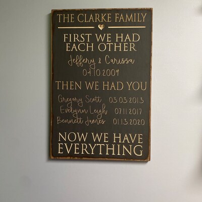 Personalized Carved Wooden Sign first We Had Each Other, Then We Had ...