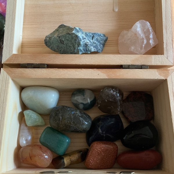 Crystal Box Various Crystals Aligned Personalized Box, Mix of Natural ...