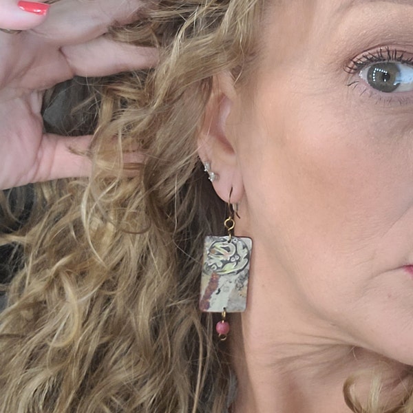 Handmade Artisan Earrings, Bold and Colorful, Paper and Recycled Tin ...