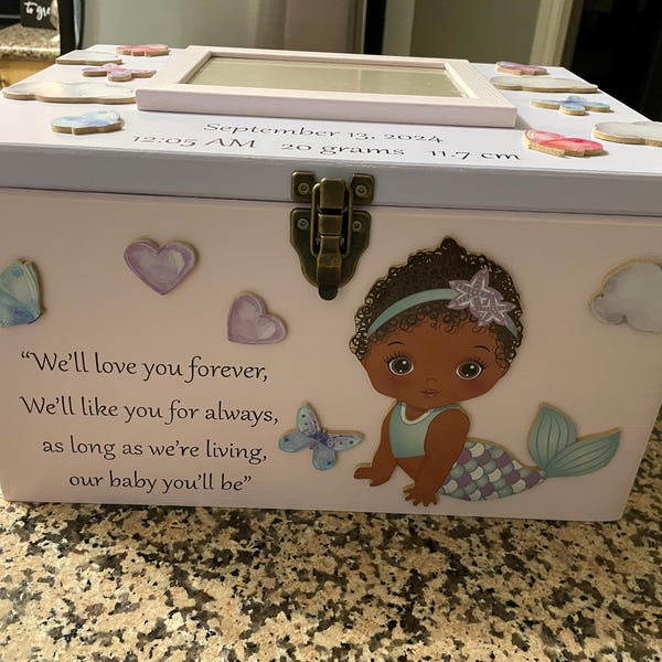 Personalized Baby Memory Box, Natural Wood Baby Keepsake Box, Gift for ...