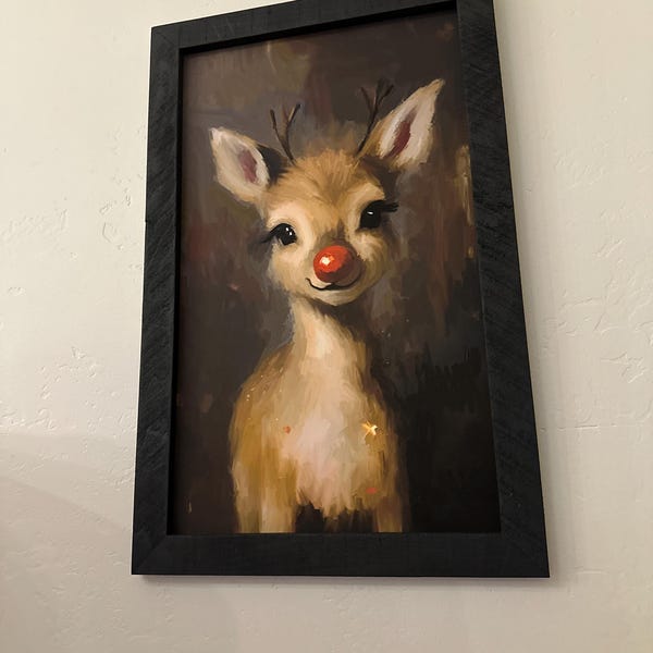 Rudolph [framed Print] Cute Reindeer Decor | Whimsical Christmas ...