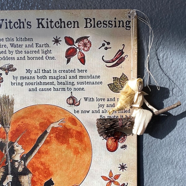 Set of Kitchen Witch Dolls, Kitchen Witch Hanging, Witch on a Broom ...