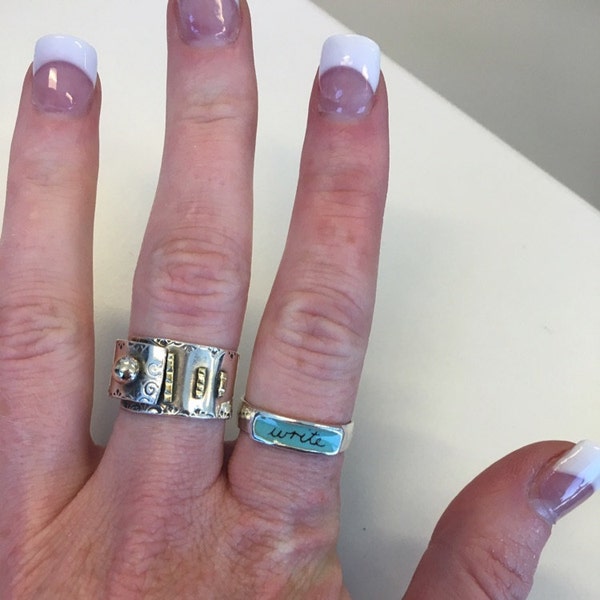 Write Band Ring - Sterling Silver and Vitreous Enamel Script Ring ...