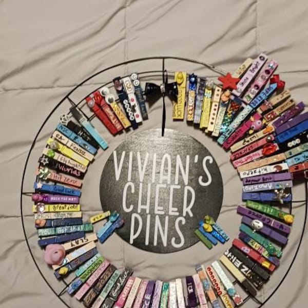 Extra Large Metal Wall Hanging Cheer Pin Holder - XL 18" Circle - Cheerleader - Cheer Comp ...
