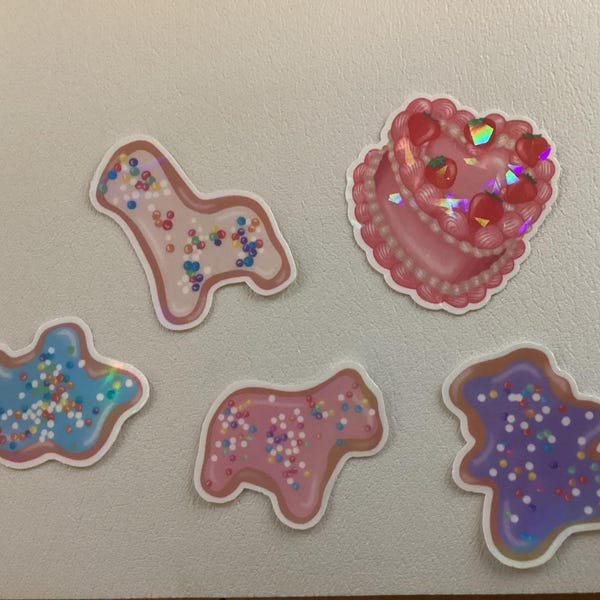 Animal Cookie Stickers | 4ct | Available in Gloss or Holographic ...