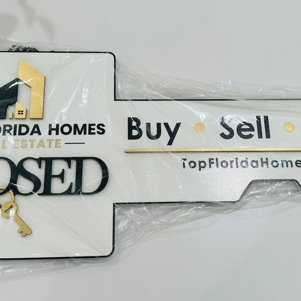Real Estate Skyline Key Sign, 3D Realtor Closing Sign, Sold Real Estate ...
