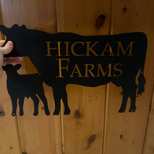 Metal Cow Calf Farm Sign | Custom Farmer Sign | Farmhouse Decor | Farm ...