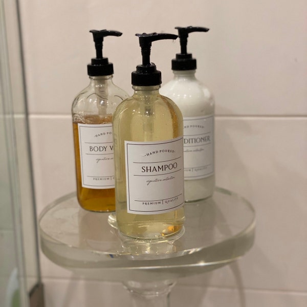 Set of 2 - 16oz AMBER Glass Bottles, Dish Soap + Hand Soap, APOTHECARY ...