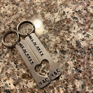 Roman Numeral Keychains, Engraved Keychains, Couples Keychain, His and ...