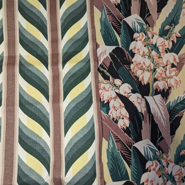 Early Springtime Vintage Barkcloth, 3 Yards of 1950s Grandma Moses ...