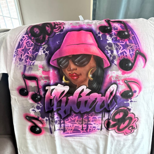 90s Fly Girl Airbrushed T-shirt: Custom Graffiti Hip Hop Design - Etsy