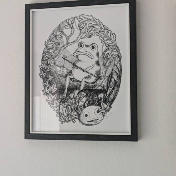The Greatfrog- Original Spooky Swamp Frog Ink Drawing From Fragments - Etsy