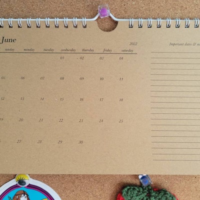 8.5in X 5.5in Natural Kraft Calendar / Small Wall Hanging 2024 Calendar ...