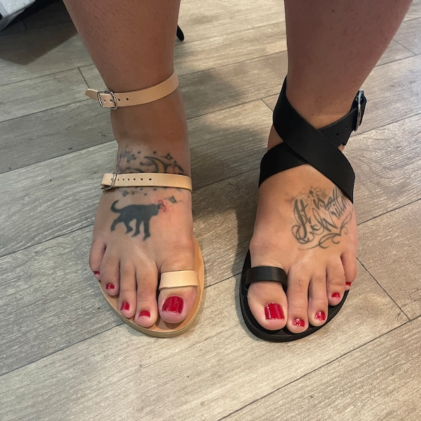 Greek Leather Sandals With Adjustable Straps, Women's Handmade to Order ...