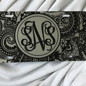 Paisley Monogram License Plate paisley personalized license | Etsy