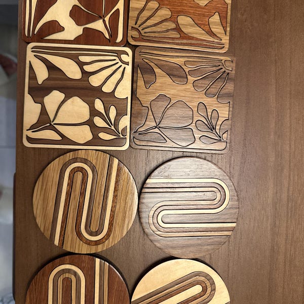 Potted Plants Wood Inlay Magnet Set of 4 - Wooden Cactus Fridge Magnets ...