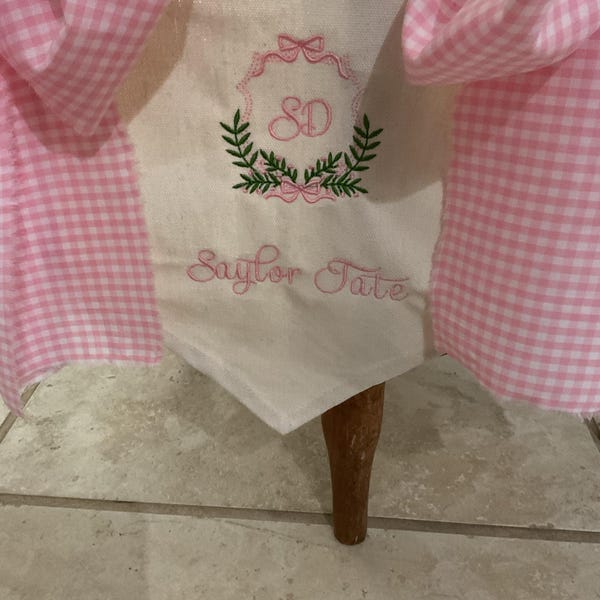 Banner Frame Bow Embroidery Stitch , Greenery Crest Embroidery Design ...