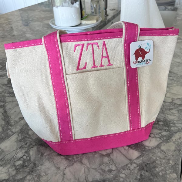 Zeta Tau Alpha Sorority Canvas Bag, Embroidered Tote Zip, Rush Week Bid ...