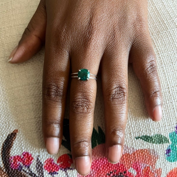 Emerald Double Band Ring, Raw Emerald Double Band Ring, Gold Raw ...