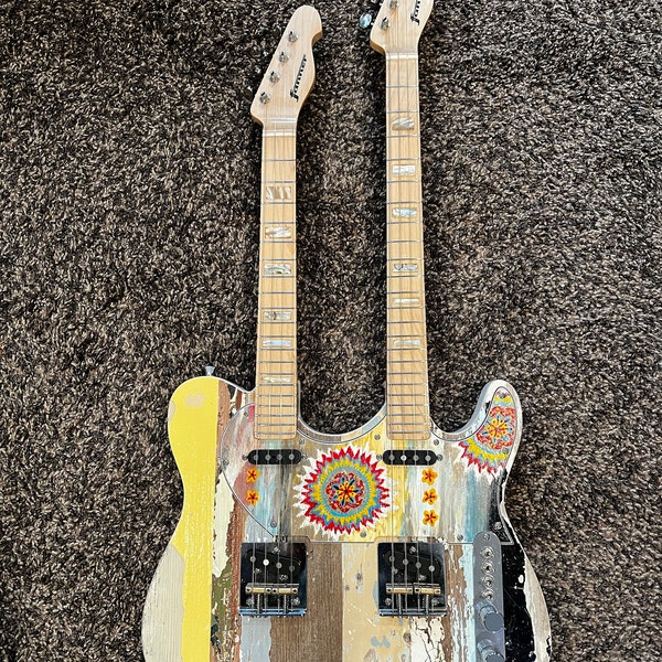 Sue’s Handpainted Telecaster Pickguard With Neck Holes Wildflowers 5 - Etsy
