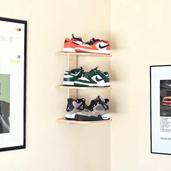 Floating Sneakers Shoes Display, Wooden Shelves, Birch Plywood Sneaker ...