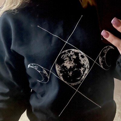 Moon Phases Hoodie, Mystical Moon Phase Hooded Sweatshirt, Celestial Sweater, Moon Hoody ...
